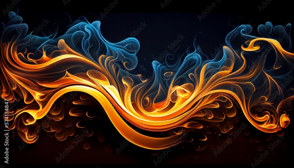 ภาพประกอบสต็อก A Bold Abstract Flowing Flames Background, Generative AI ...