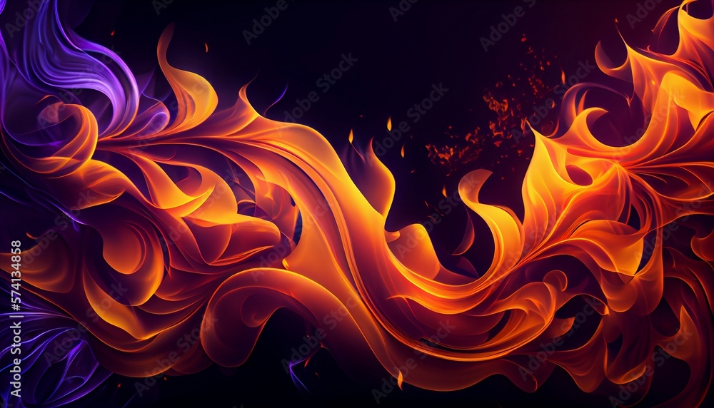 ภาพประกอบสต็อก A Bold Abstract Flowing Flames Background, Generative AI ...