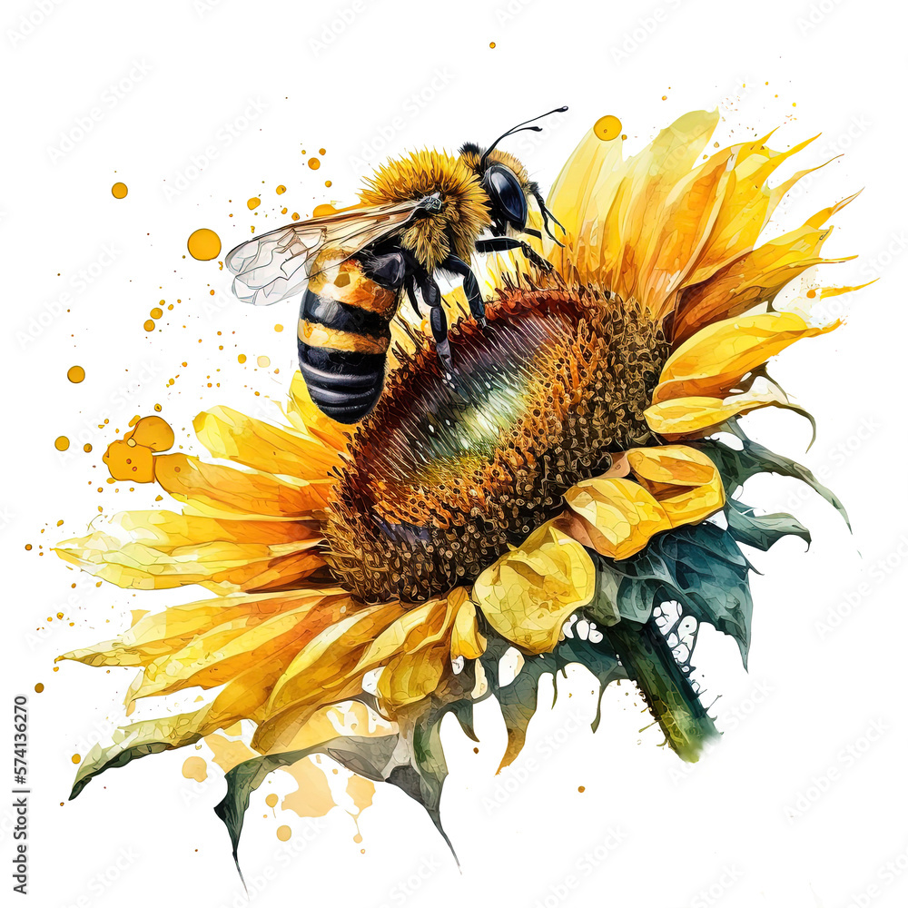 bee on sunflower Stock Illustration | Adobe Stock bee on sunflower Stock Illustration | Adobe Stock