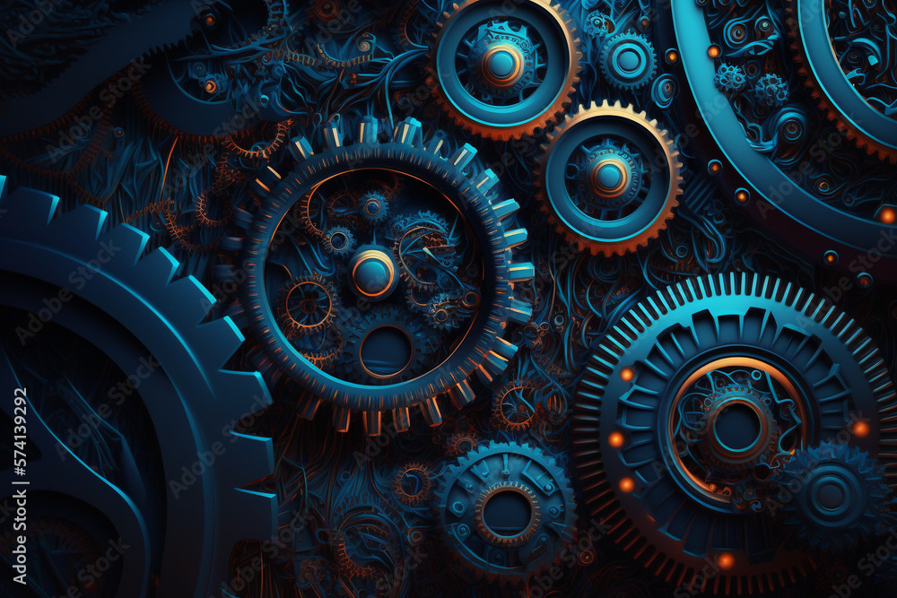 Collage background of gears, industrial goods collage and dynamic ...