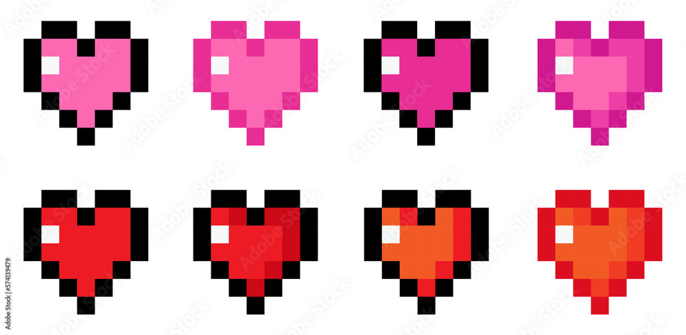 Variously used 8-bit heart icon color design source, sns icons,다양하게 ...