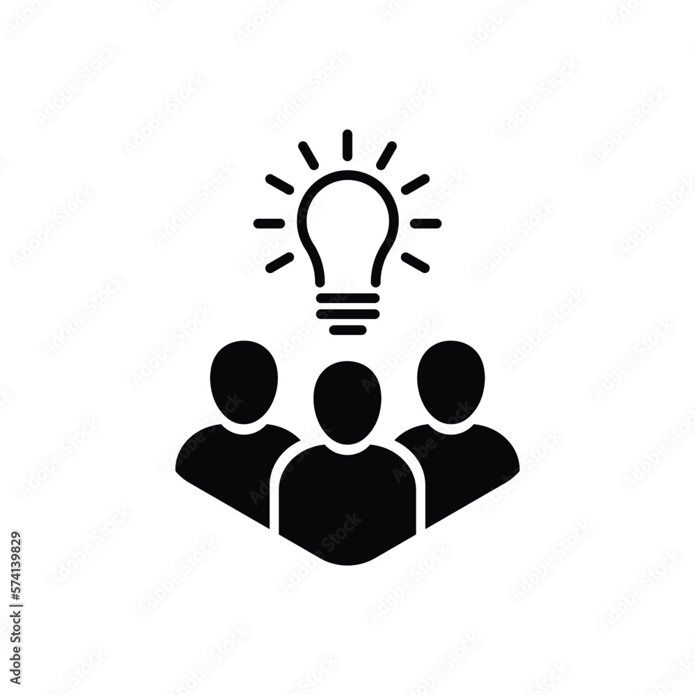 crowd of people icon with thin line bulb. flat simple trend modern ...