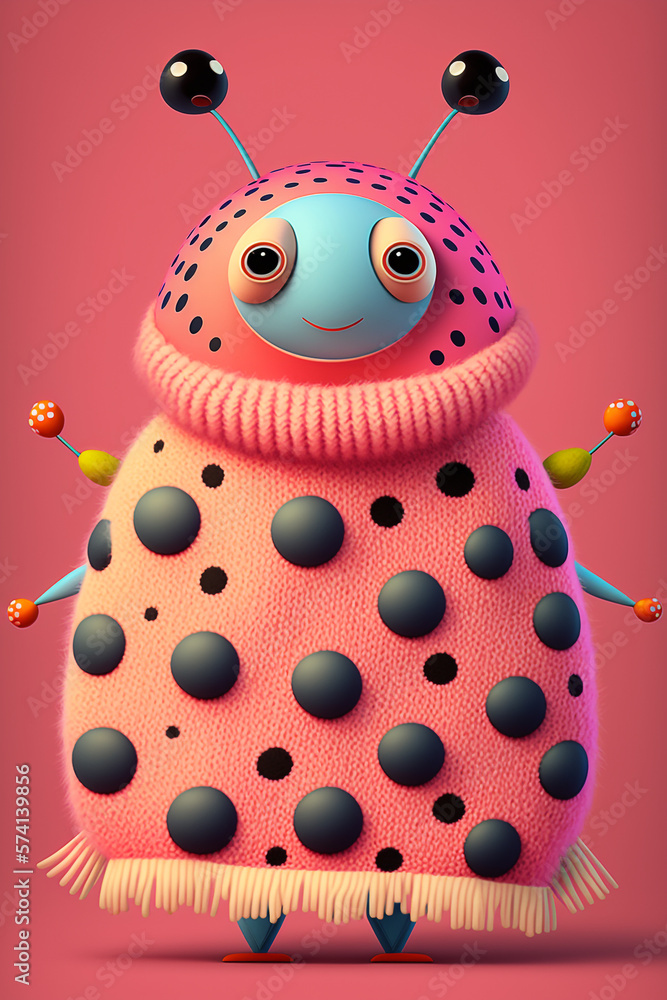 Ladybug in Sweater as Fashion Model Bright Colors Generative AI Digital ...