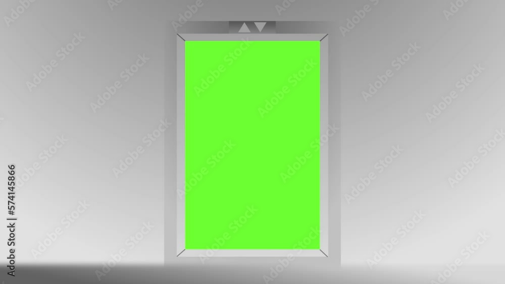 Elevator lift doors closing and opening by revealing the green screen ...