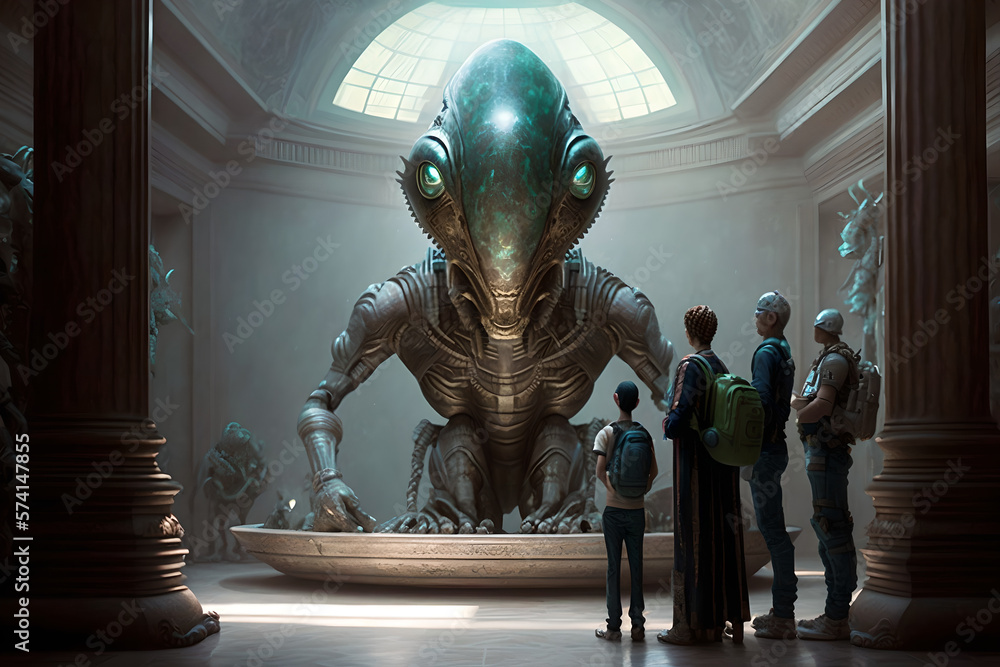 A museum showing a display of ancient aliens that once visited our ...