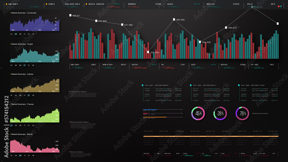 Business stock market, trading, info graphic with animated graphs ...