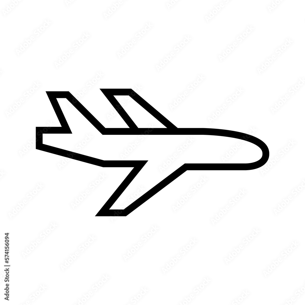Airplane, plane, aircraft icon. Isolated linear symbol. Transportation ...