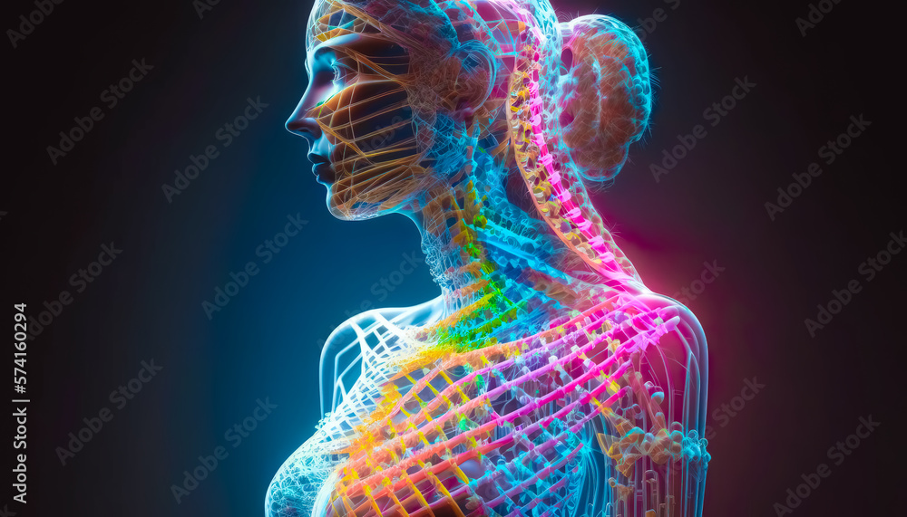 Generative AI Illustration of a 3d rendered illustration of a human ...