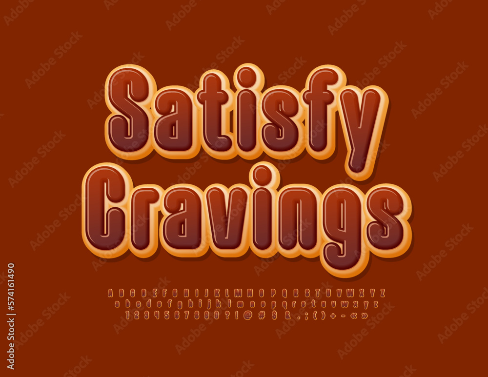 Vector Tasty Emblem Satisfy Cravings. Choco glazed Font. Sweet donut ...