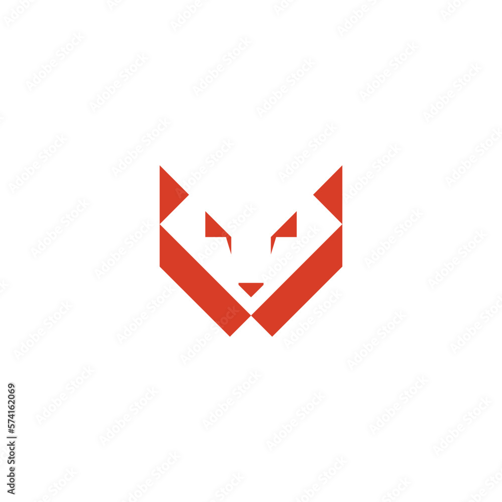 geometric head fox minimalist logo for technology, label, icon, web ...