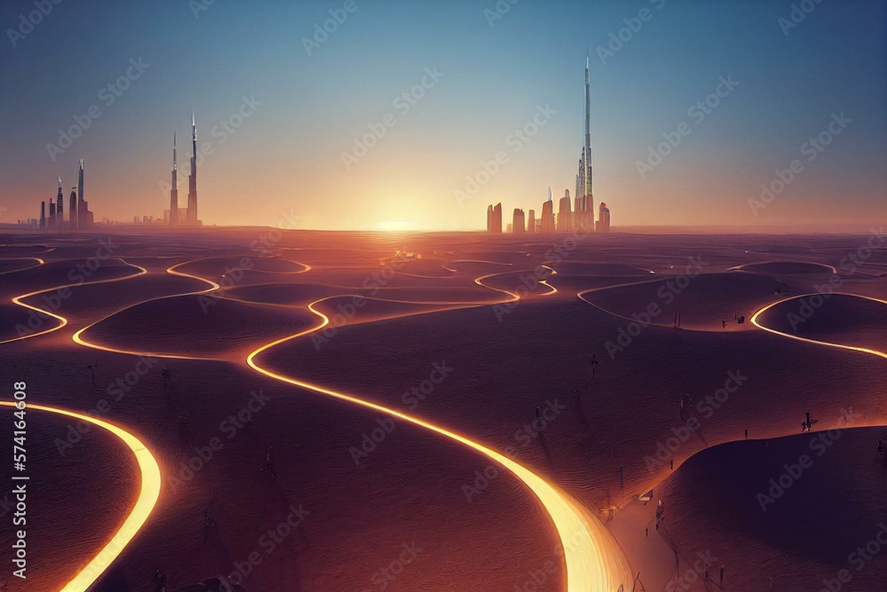 Neom city concept, futuristic city concept art within the dessert ...