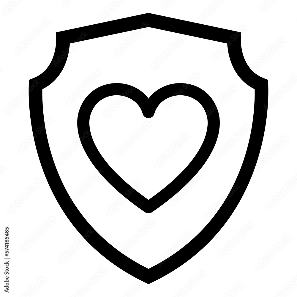 shield heart icon. heart and shield icon PNG image Stock Illustration | Adobe Stock