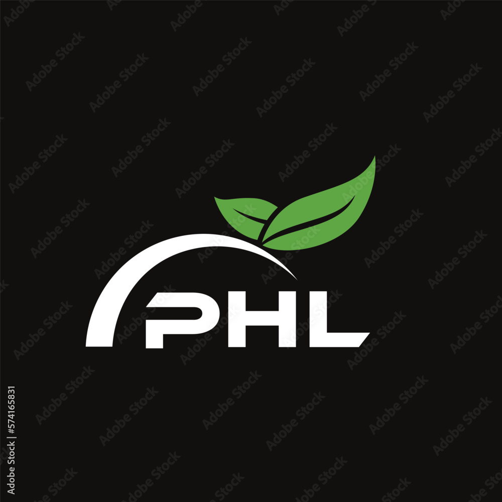 PHL letter nature logo design on black background. PHL creative ...