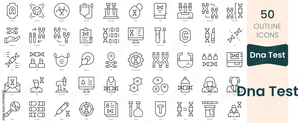 Set of dna test icons. Thin linear style icons Pack. Vector ...