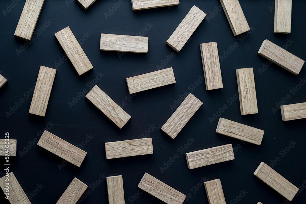 wooden blocks on a dark background, text to write. Jenga blocks. Stock ...