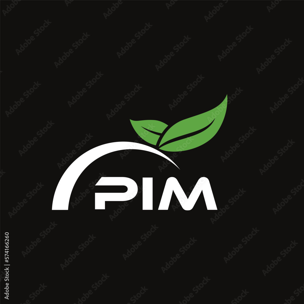 PIM letter nature logo design on black background. PIM creative ...