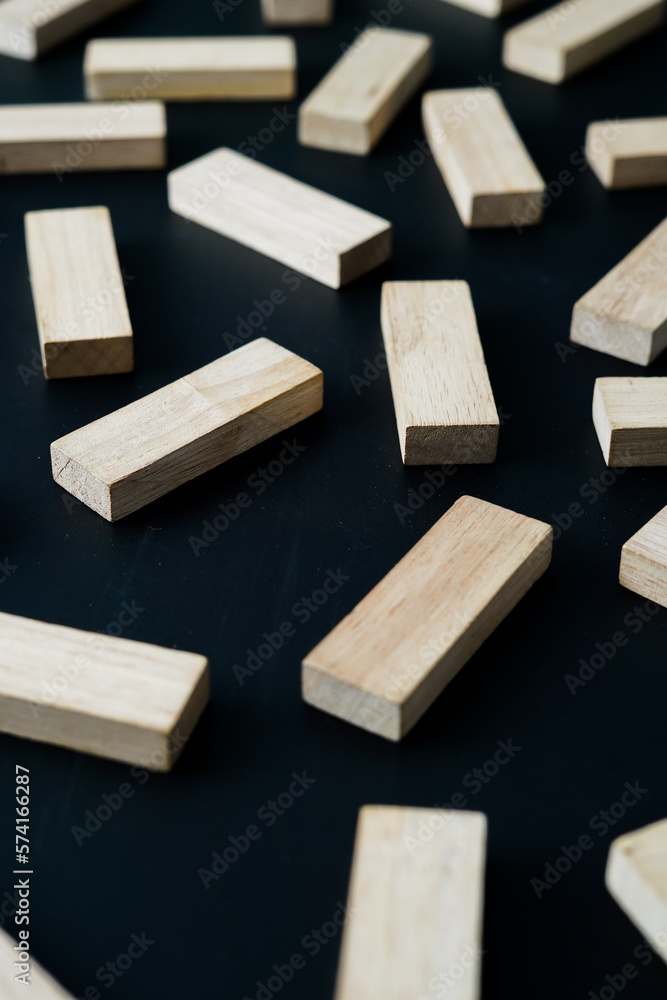 wooden blocks on a dark background, text to write. Jenga blocks. Stock ...