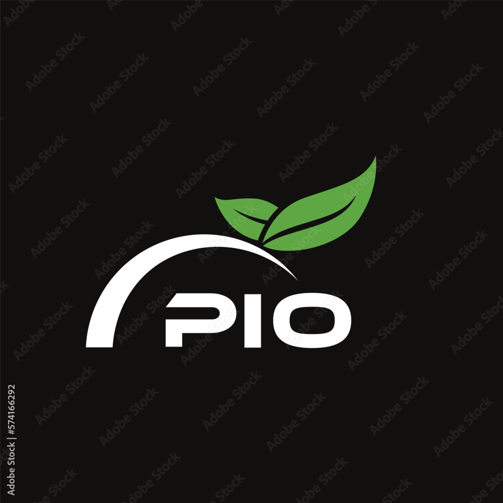 PIO letter nature logo design on black background. PIO creative ...