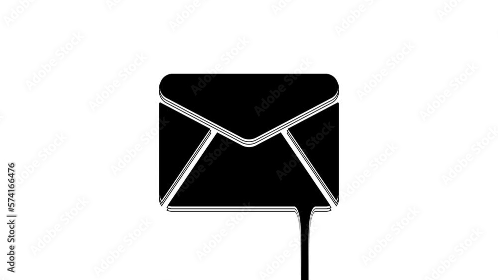 Black Envelope icon isolated on white background. Email message letter ...
