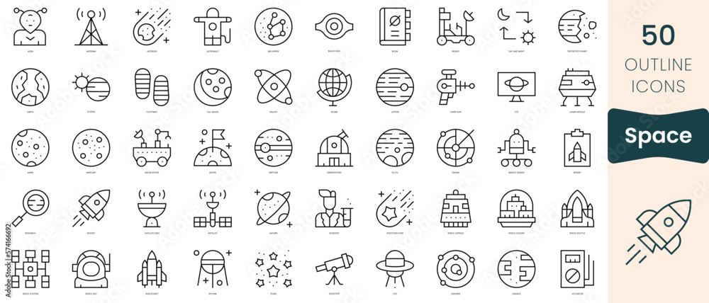 Set of space icons. Thin linear style icons Pack. Vector Illustration ...