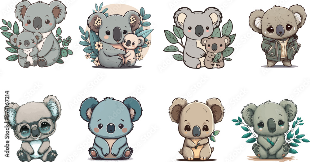 Vector collection of cute koala for children cartoons. Collection of ...