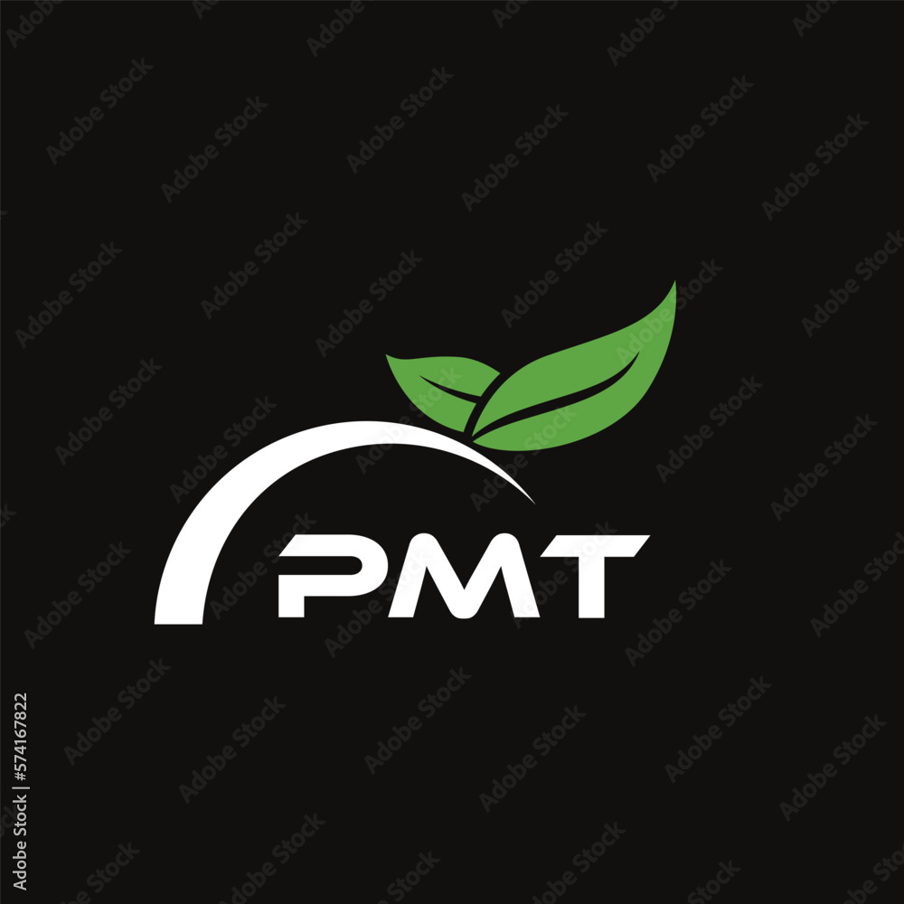 PMT letter nature logo design on black background. PMT creative ...