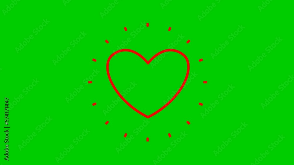 Animated red symbol of heart pulsation. Looped video of beating heart ...