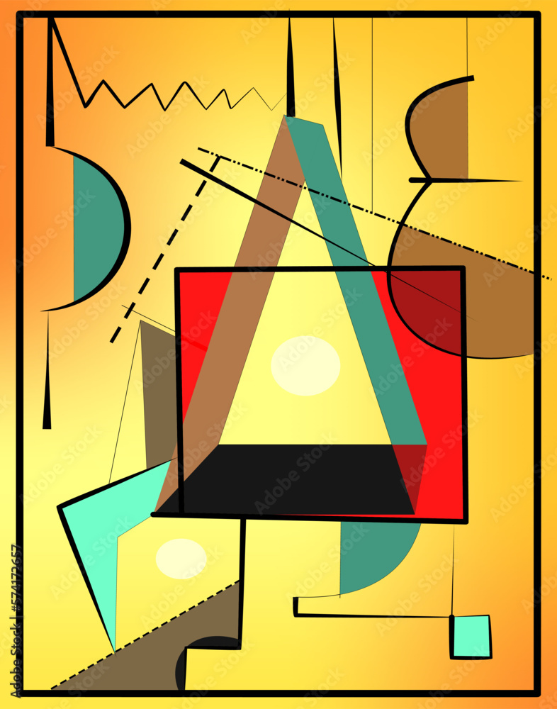 Abstract red yellow background ,fancy geometric and curved shapes ...