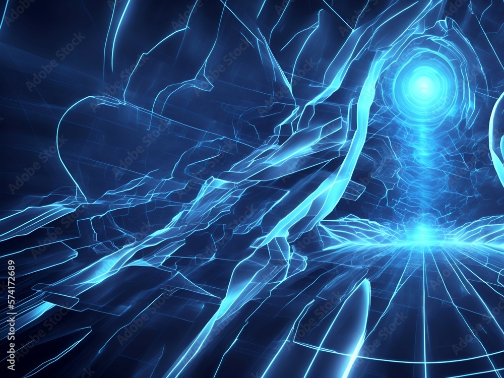 abstract blue technology background with waves. Abstract technology ...
