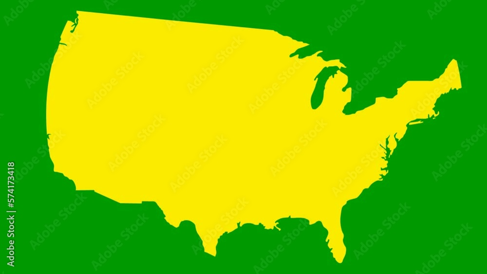 Animated yellow USA map. United states of america. Vector illustration ...