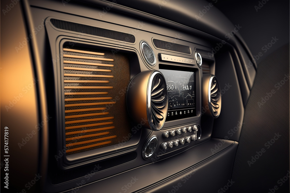 The process of choosing climate control in the car. Various controls in ...