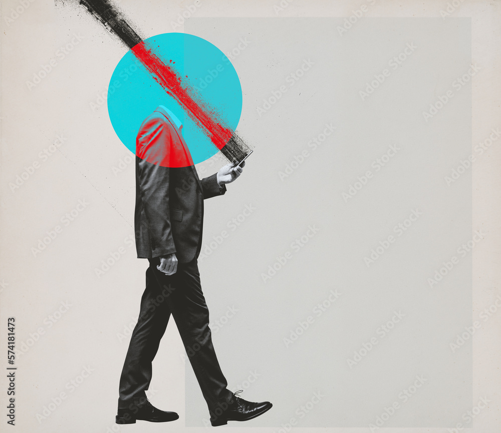 Distracted businessman walking and staring at his smartphone Stock ...