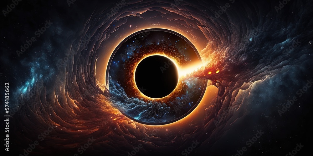 black hole and a disk of glowing plasma. Supermassive singularity in ...