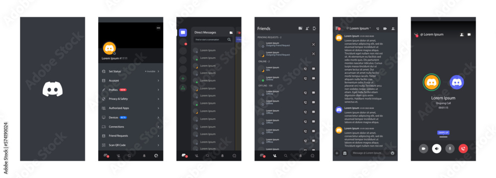 Discord Social media interface. Discord mobile application from Microsoft Corporation on a ...