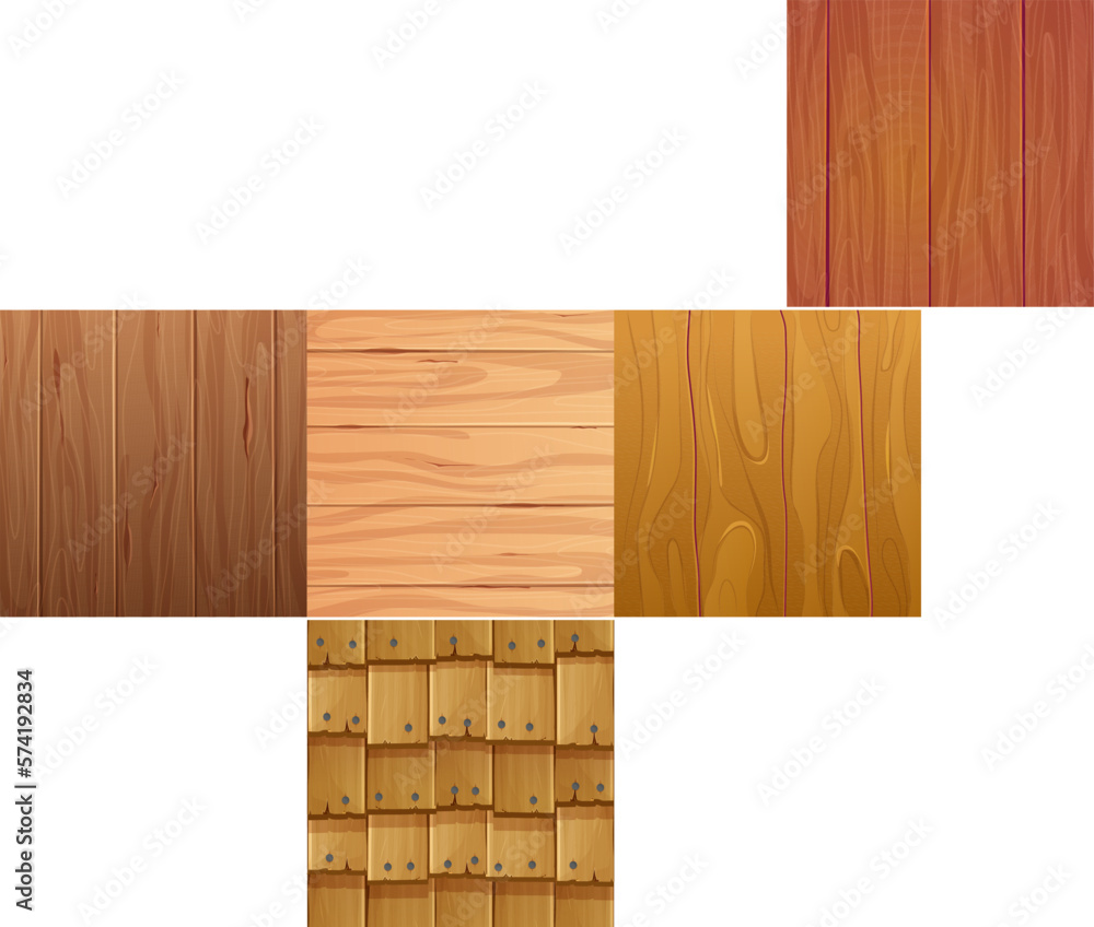 Set wooden material, textured surface wood comic background in cartoon ...