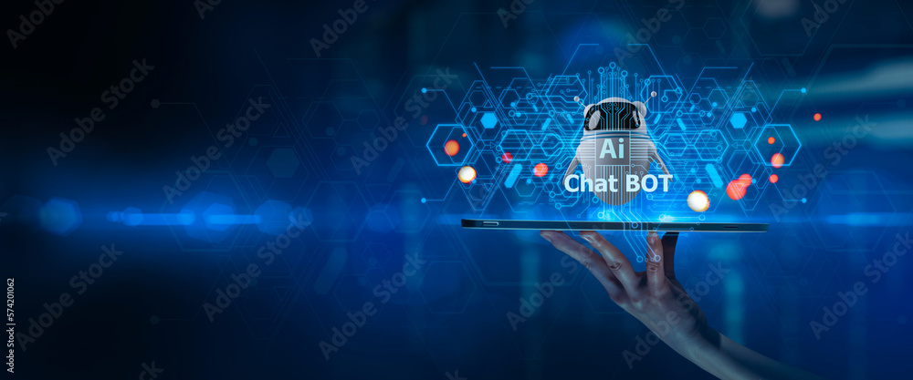 Artificial Intelligence,AI chat bot chat and Machine Learning concept.AI chat bot chat with ...