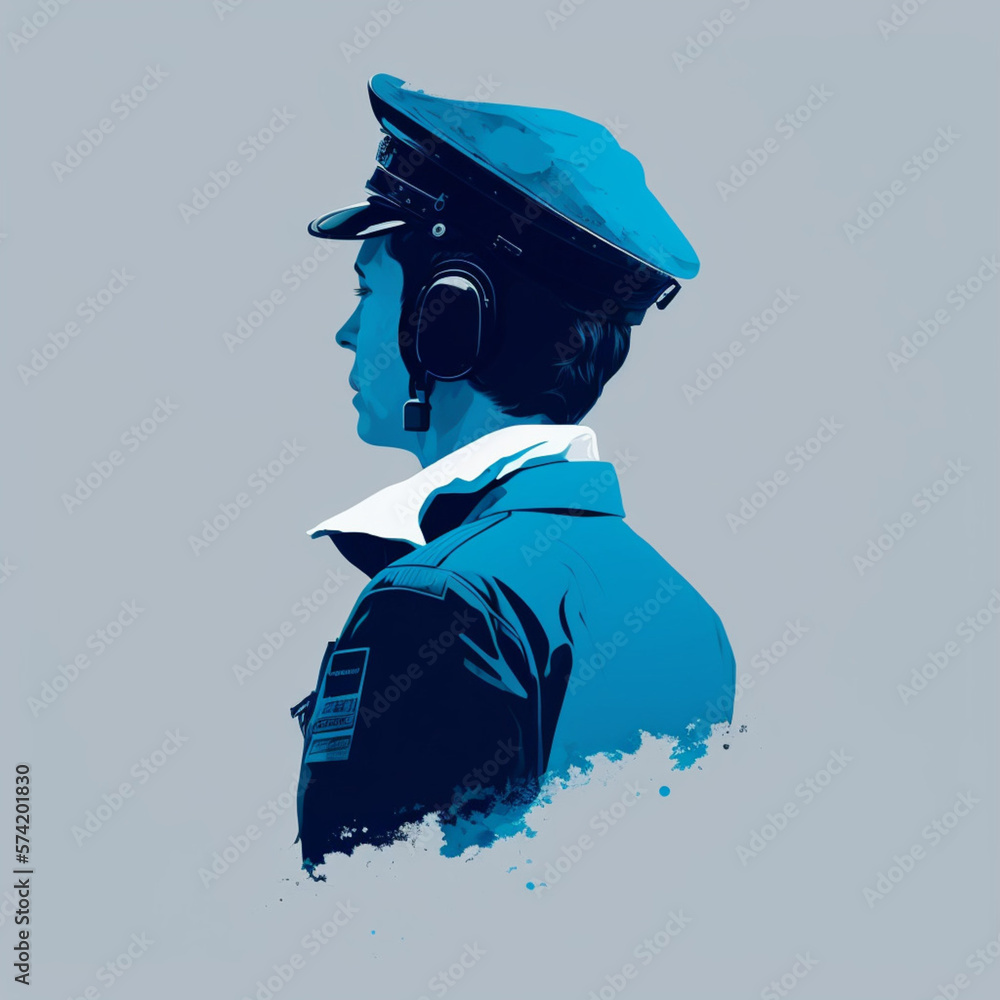 Back view of an airplane pilot. Generative AI. Stock-Illustration ...