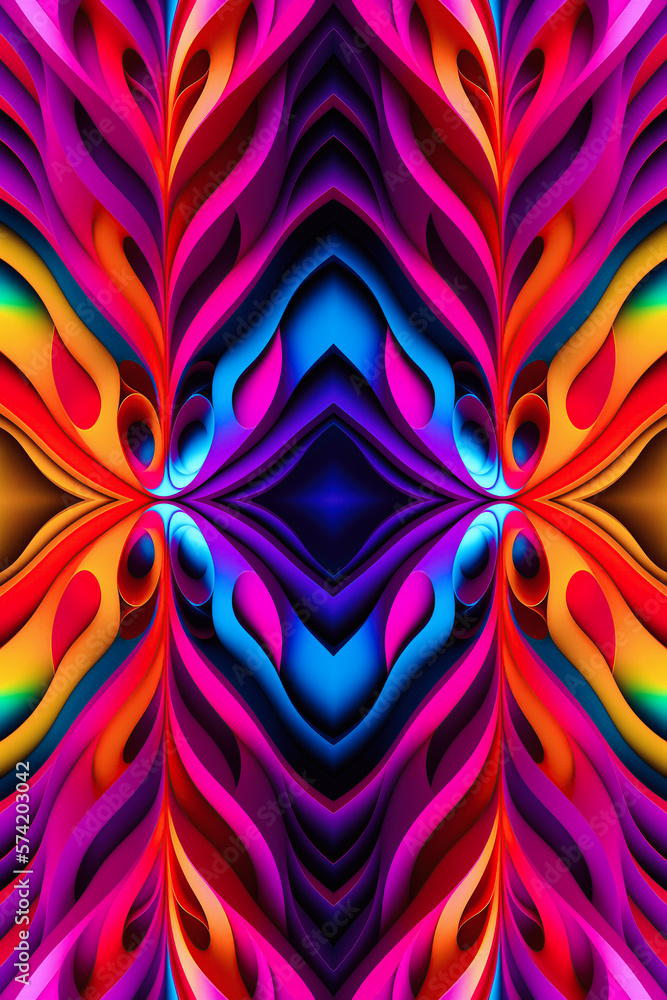 Abstract Shapes design multicolor for Mirror Pattern. Pattern mirrored ...