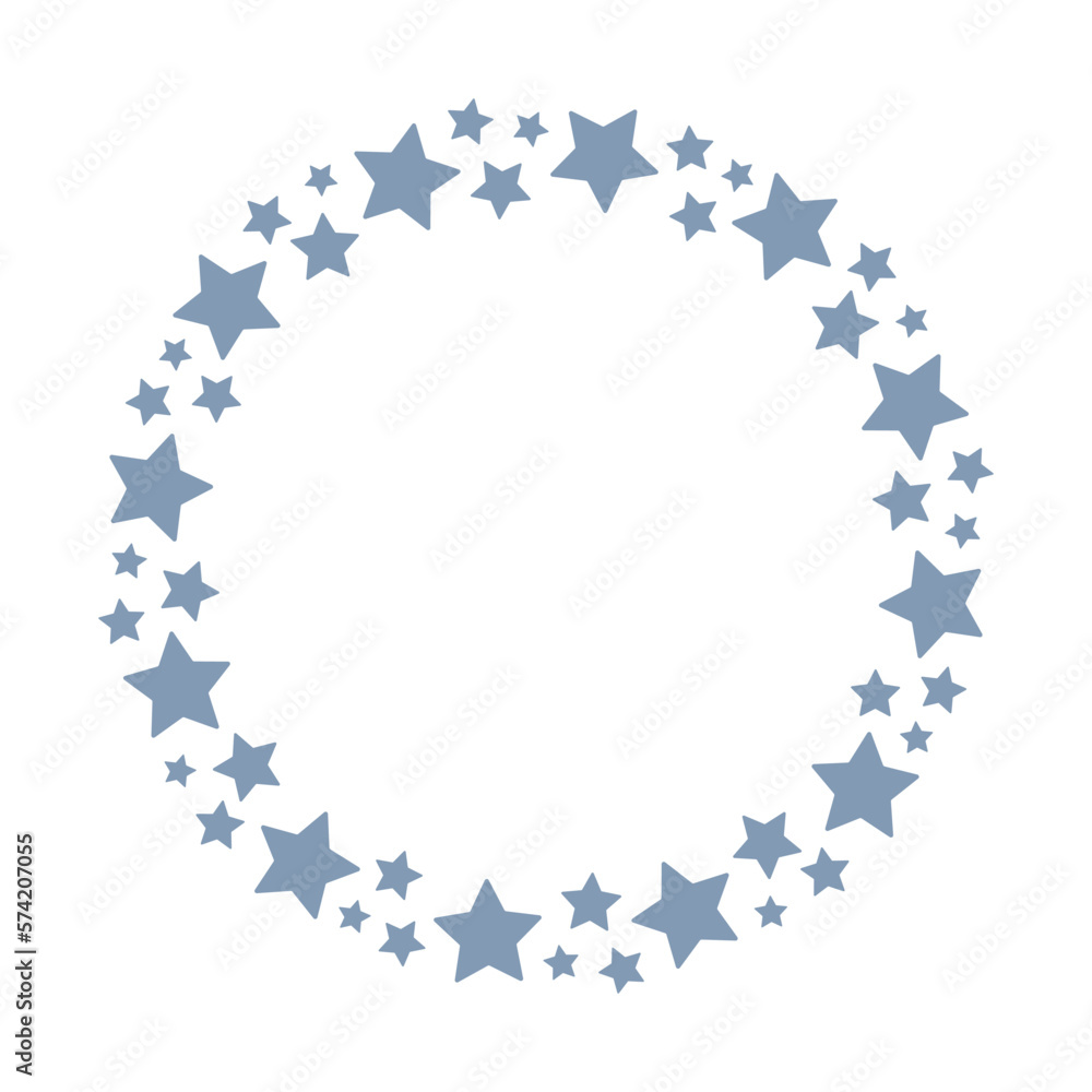Round border frame garland with big blue stars. Can be used for cards ...