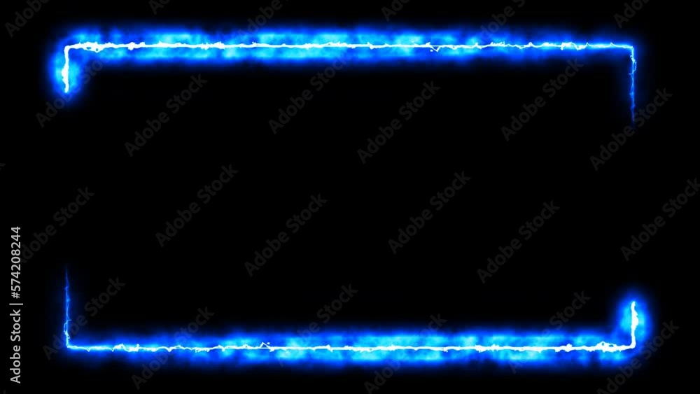 blue laser effect neon glowing frame background. repetitive motion ...