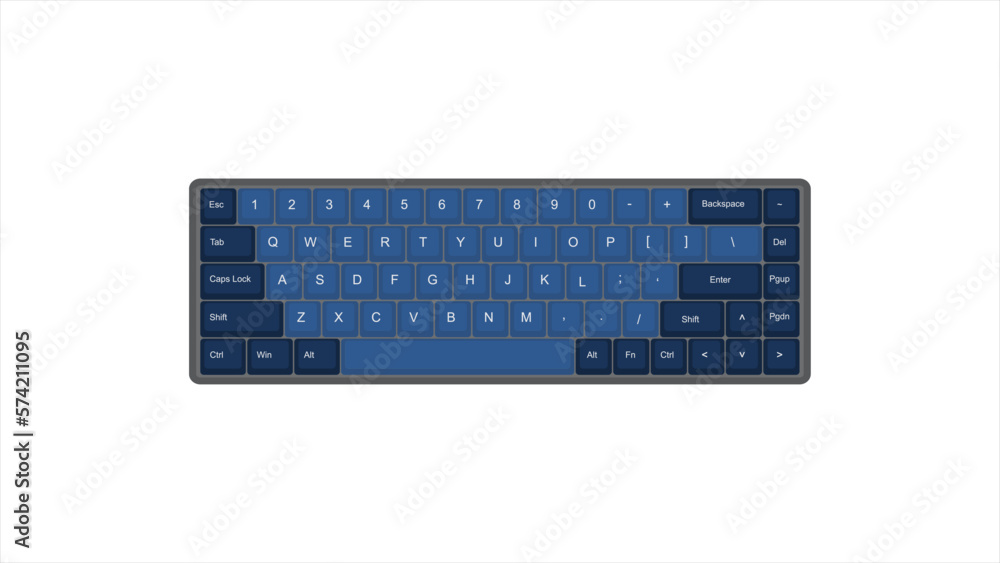 Vector Mechanical keyboard gaming with blue colour retro vintage PBT ...