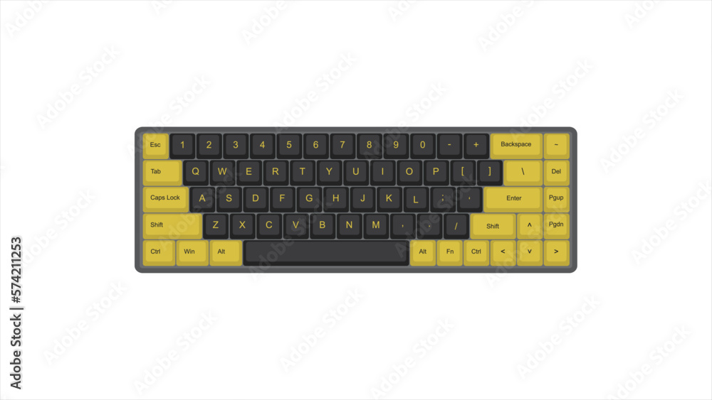 Vector Mechanical gaming keyboard with black and yellow colour retro ...