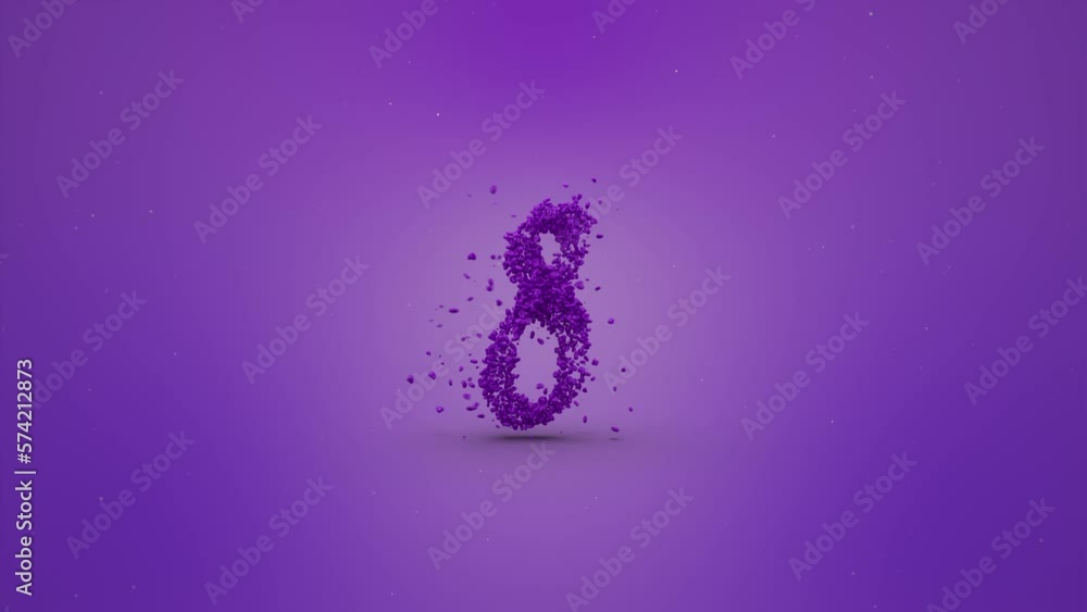 March 8th, International Women' s Day. 3D hearts animation that ...