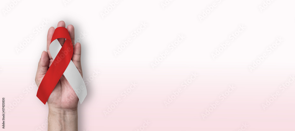 Red white awareness ribbon for Aplastic Anemia, Deep Vein Thrombosis ...