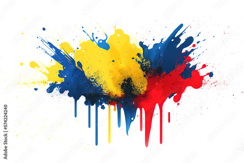 Watercolor Paint Powder Splat Yellow Red Blue Explosive blob drip ...