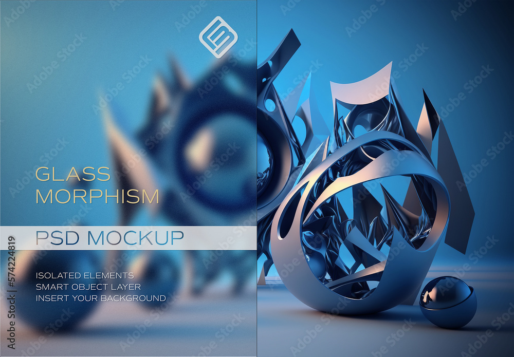 Glass Morphism Mockup on Editable Abstract Background Stock Template ...