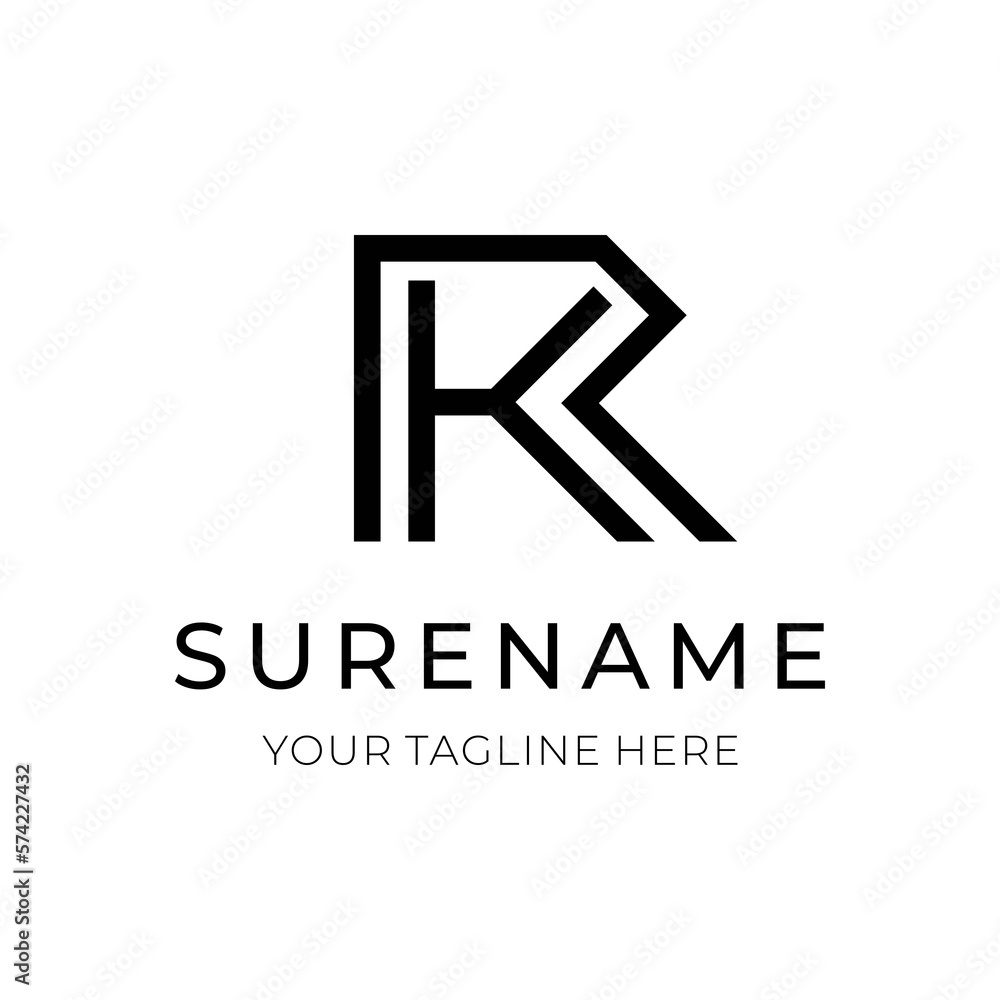 Initial letter K R typography logo design square simple monogram vector ...