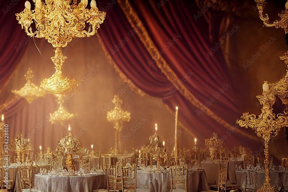 Medieval digital painting featuring majestic grand ballroom hosting a ...