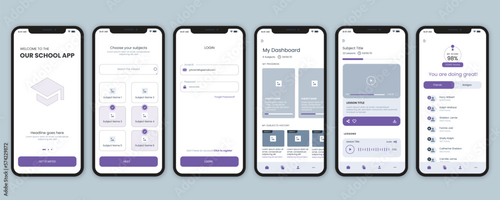 Shopping mobile app screens design vector illustration. Shopping app ui ...
