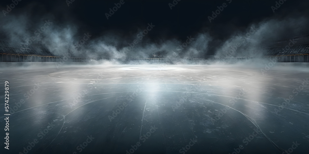 Ice Rink Stadium, Dark Fog Background. Sport Banner Illustration ...